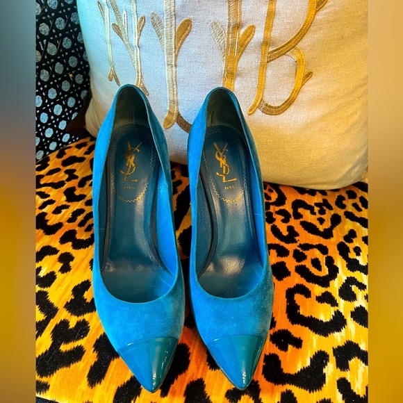 Yves Saint Laurent | Shoes | Ysl Blue Suede Pumps | Poshmark
